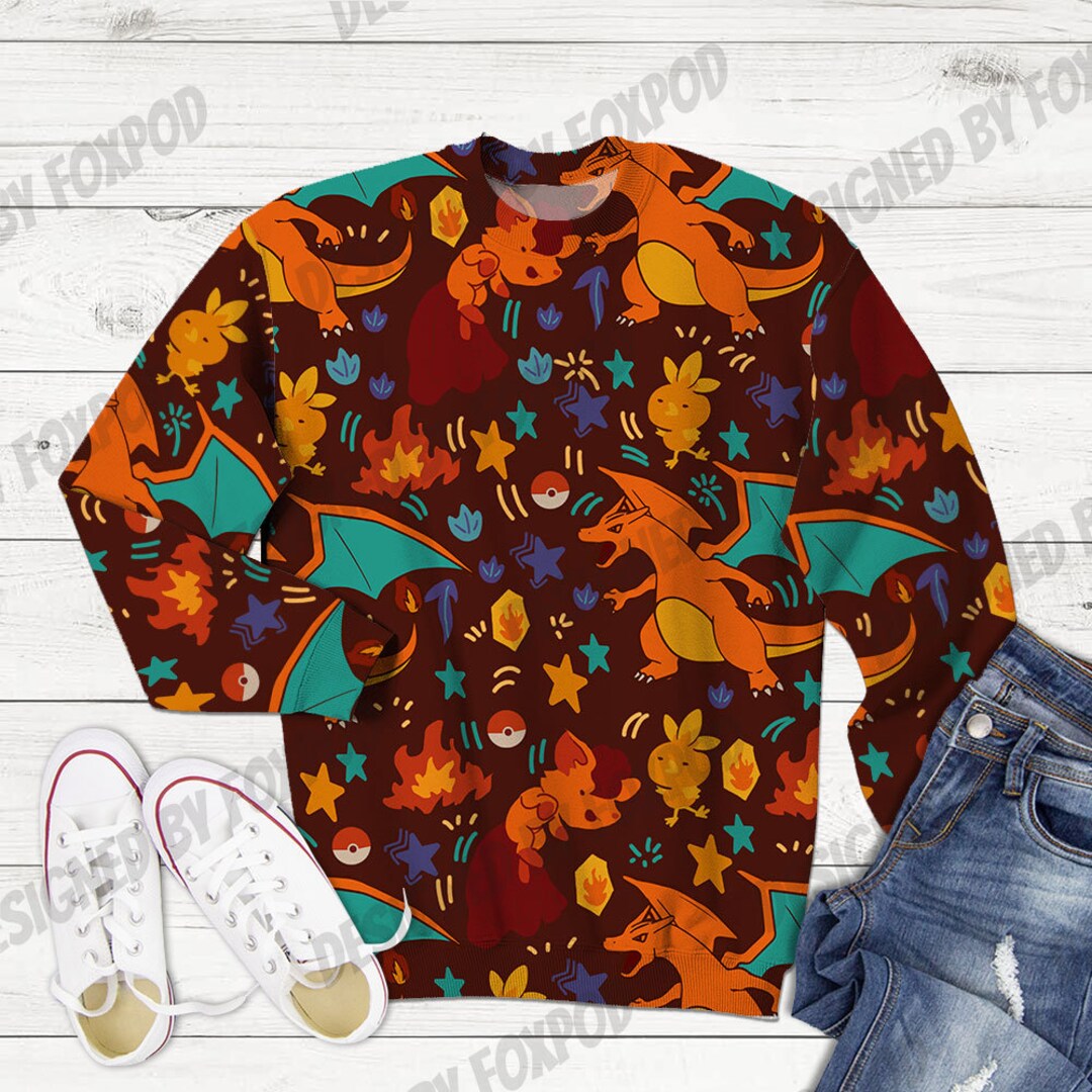 Charizard Fire Red Sweatshirt Charizard Sweatshirt Anime - Etsy