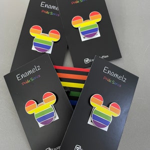 LGBTQ Pride Rainbow Flag Mickey Mouse Enamel Pin - Etsy