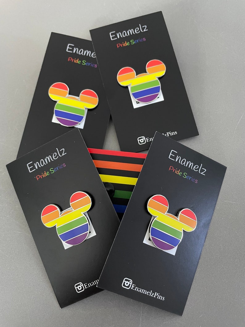 LGBTQ Pride Rainbow Flag Mickey Mouse Enamel Pin - Etsy