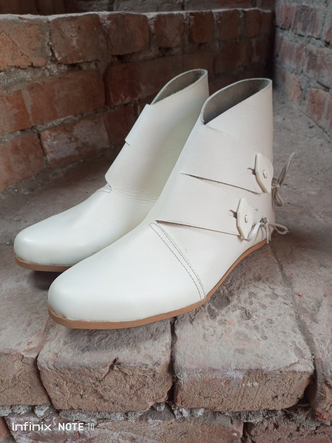 Jorvik Viking Leather Mens Shoes Double Horn Buttons Boots, Medieval ...