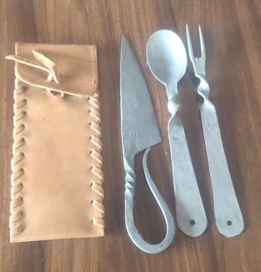 Medieval Cutlery Set, Hand Forged Medieval Kitchen Set Spoon, Knife ...