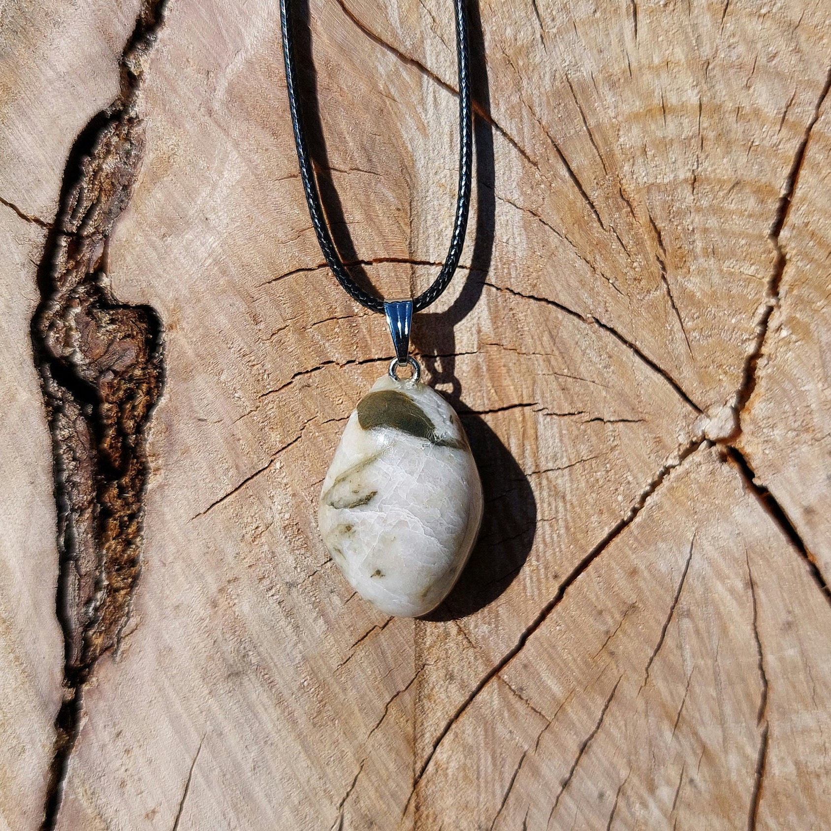 Handmade Beach Stone Necklace With Polished Natural Rock and Silver ...