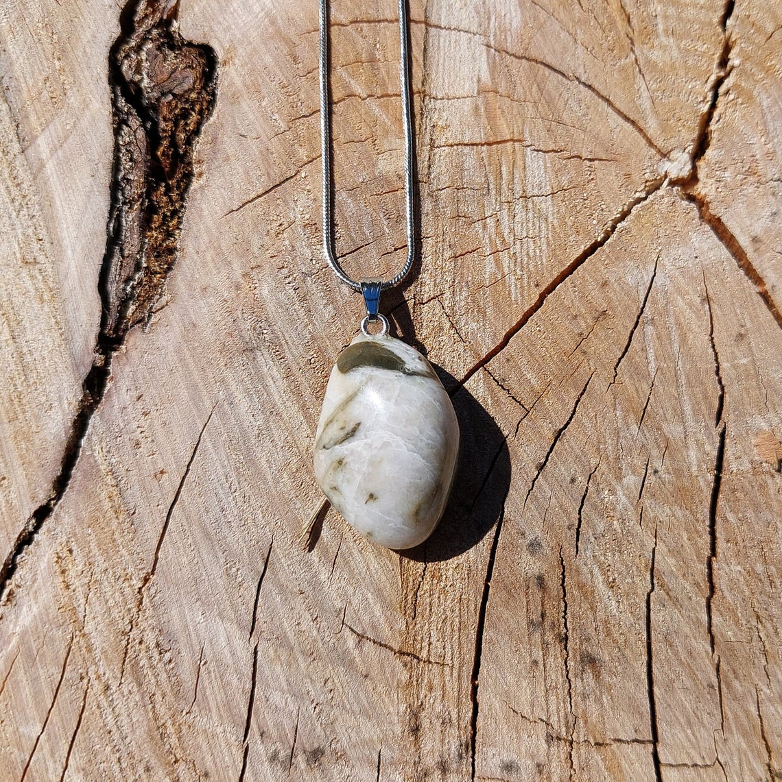 Handmade Beach Stone Necklace With Polished Natural Rock and Silver ...