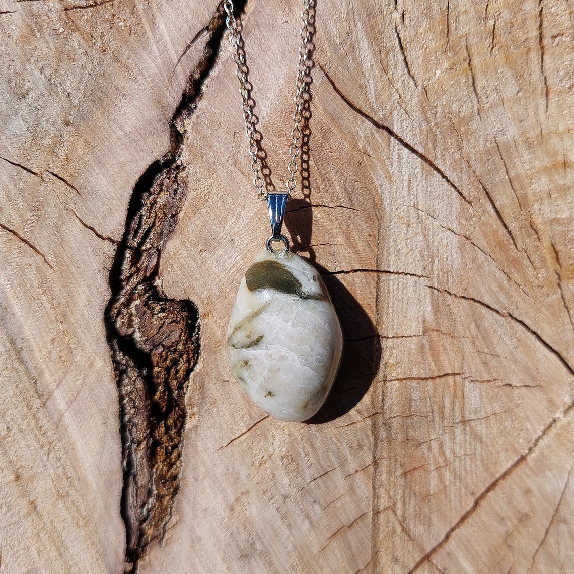 Handmade Beach Stone Necklace With Polished Natural Rock and Silver ...