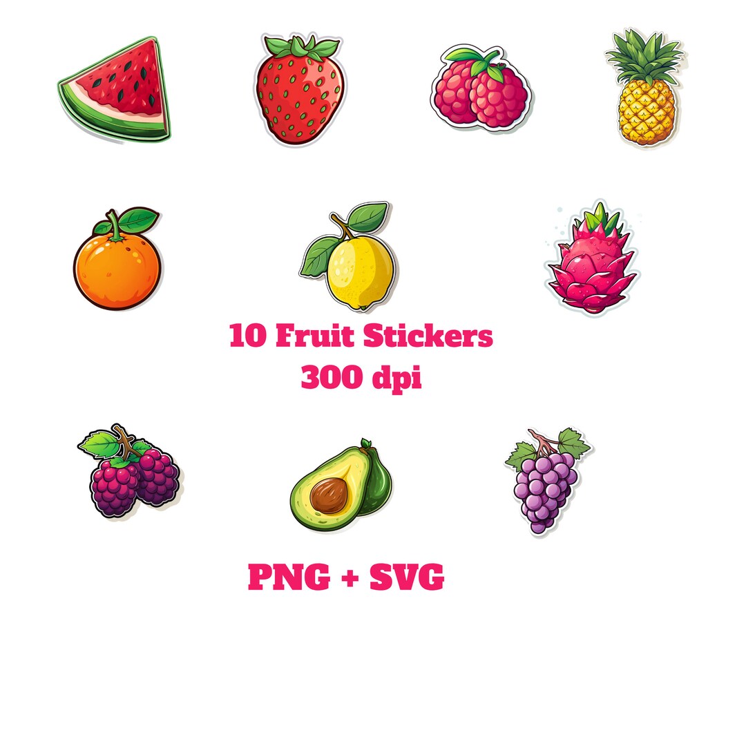 Fruit Stickers High Resolution Bundle | Png, Svg | 300 Dpi - Etsy