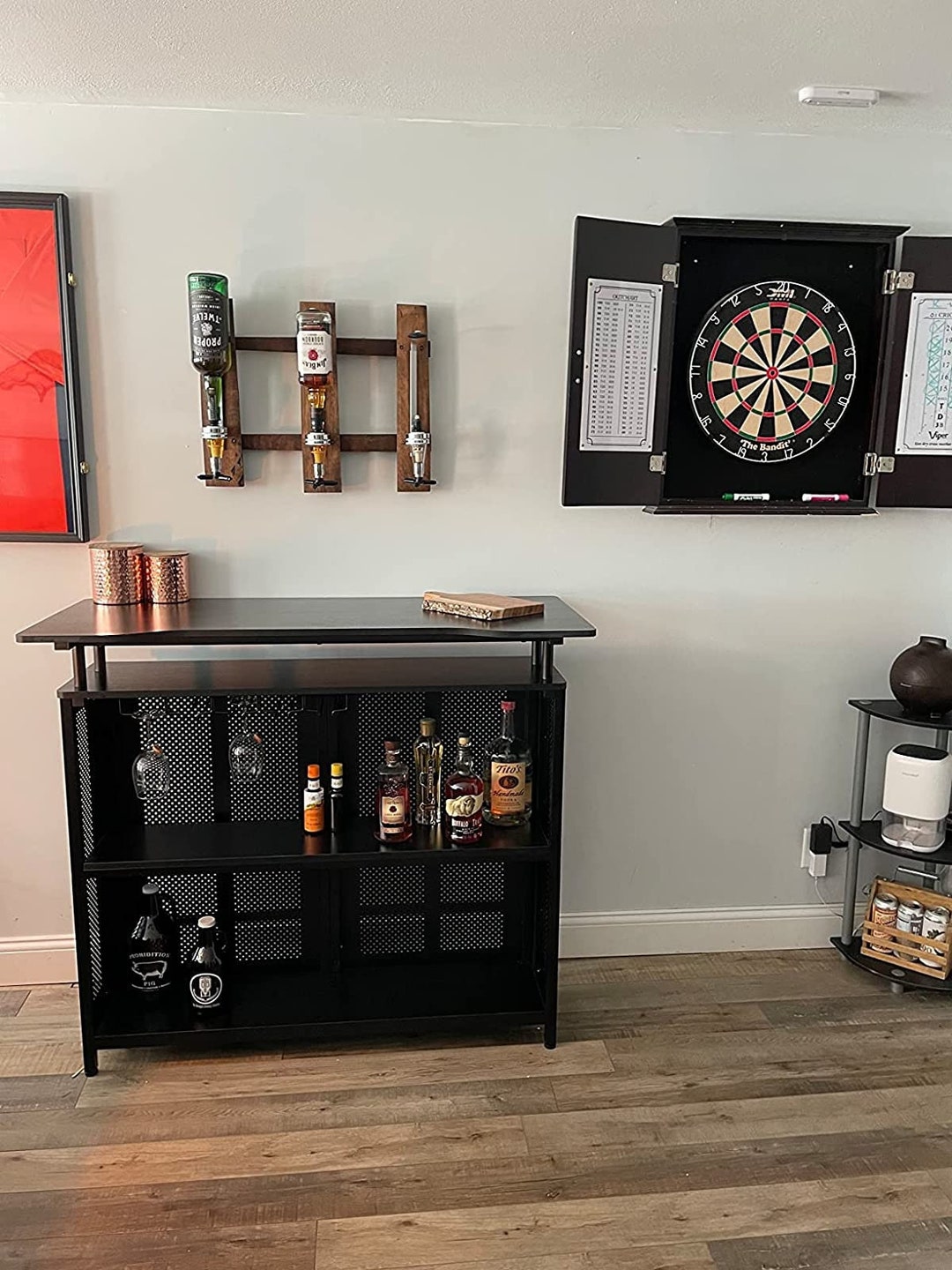 Home Bar Unit 3 Tier Liquor Bar Table With Stemware Racks and - Etsy
