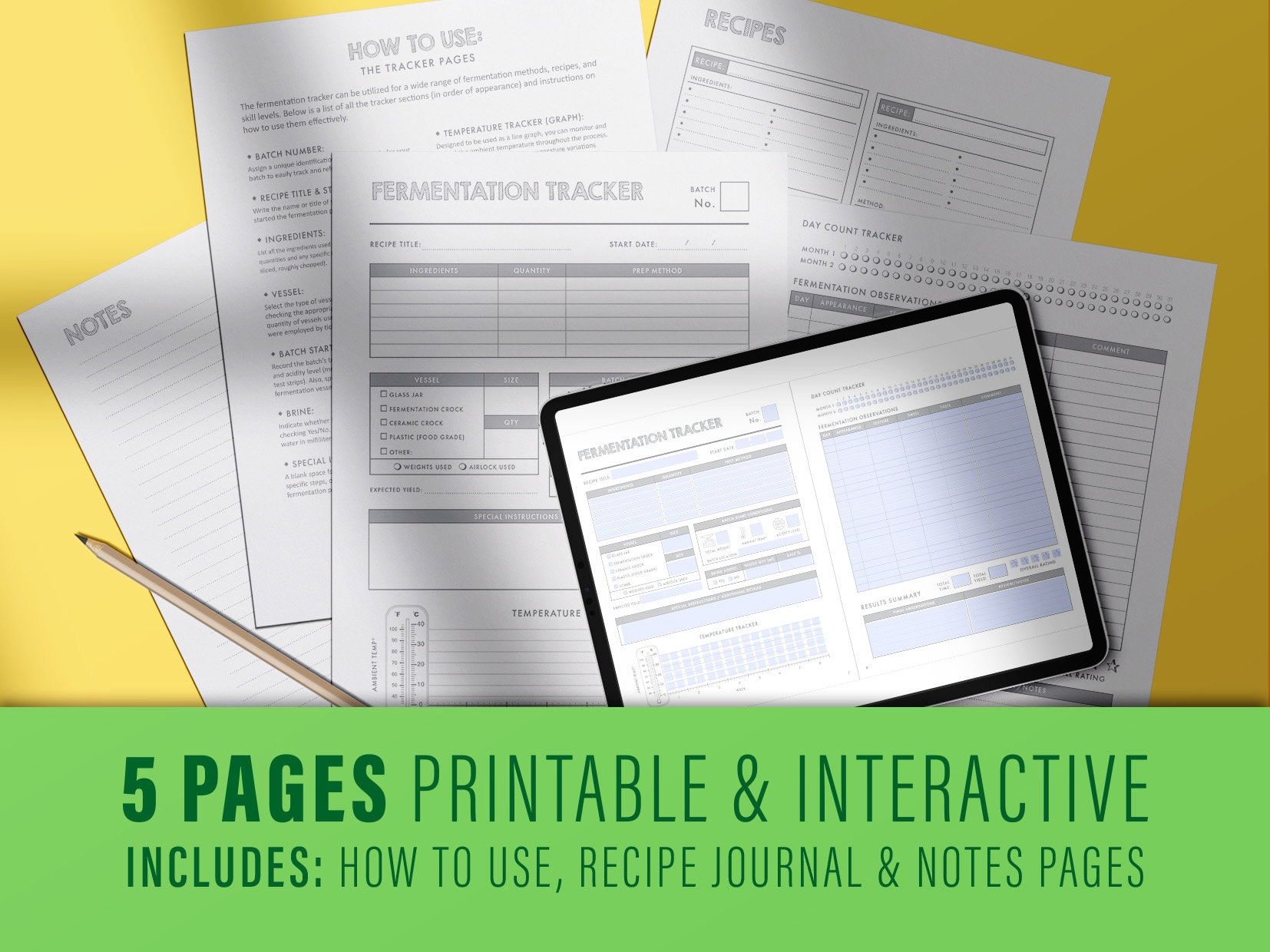 Fermenting Journal | Printable & Fillable PDF | Digital Download | 5 ...