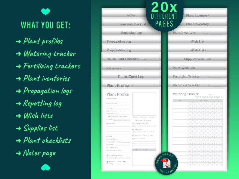 PLANT CARE JOURNAL | 20 Page Bundle! | Printable Digital Pdf | Instant ...