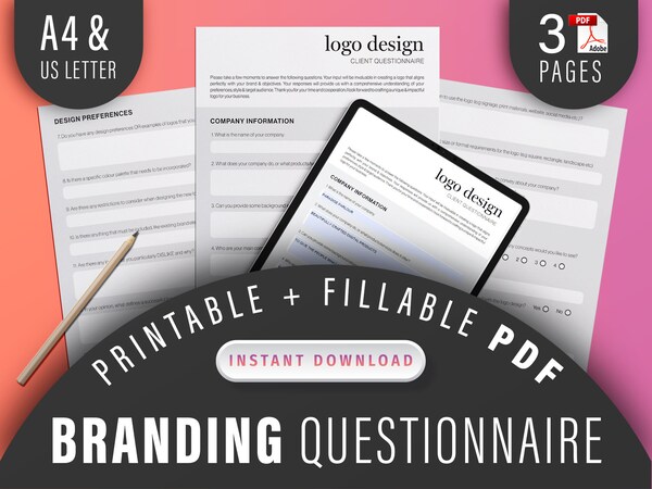 Logo Design Brief Printable PDF A4 & Letter Size Creative Brief Client ...