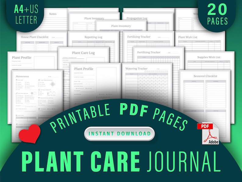 PLANT CARE JOURNAL | 20 Page Bundle! | Printable Digital Pdf | Instant ...