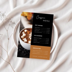 Editable Coffee Menu Card Template, Restaurant Menu, Printable Price ...