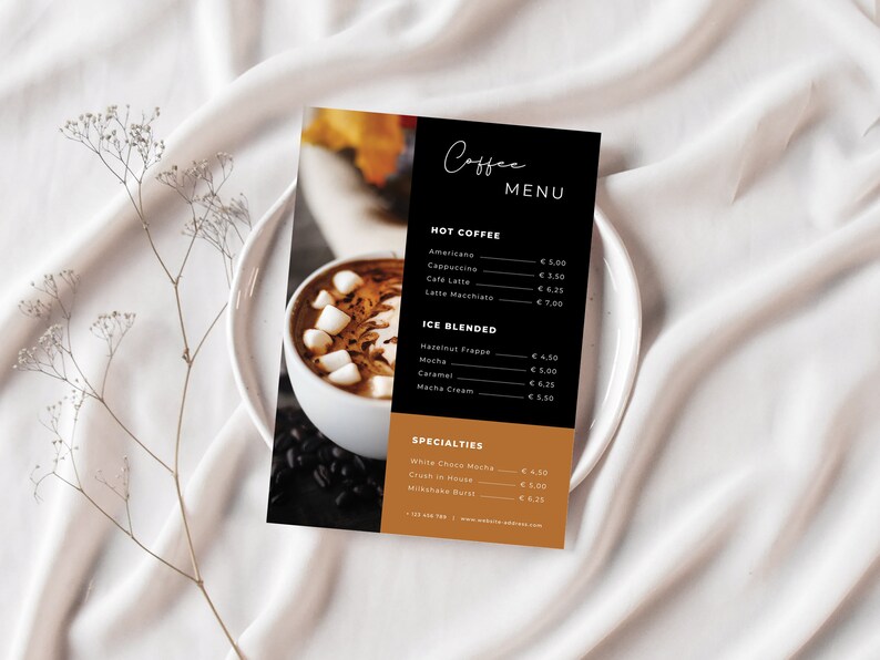 Editable Coffee Menu Card Template, Restaurant Menu, Printable Price ...