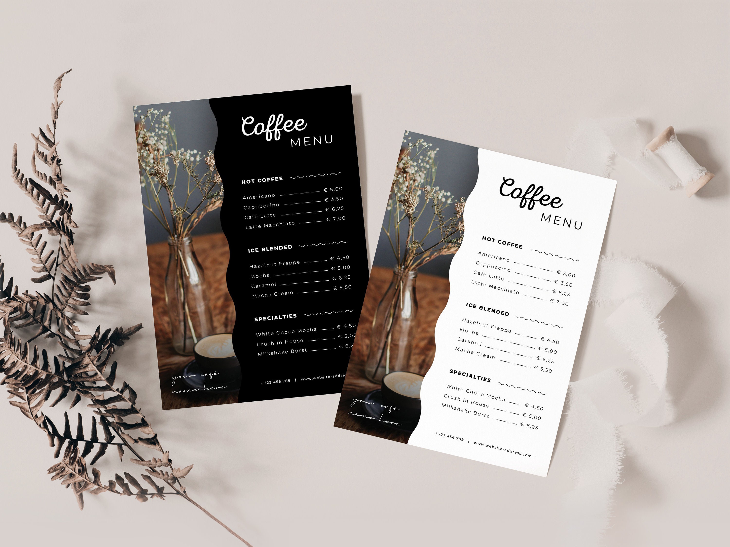Editable Menu Card Template, Coffee Menu Card, Restaurant Menu ...
