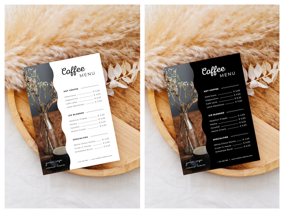 Editable Menu Card Template, Coffee Menu Card, Restaurant Menu ...