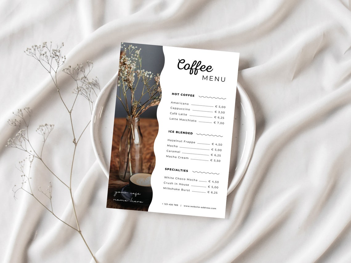Editable Menu Card Template, Coffee Menu Card, Restaurant Menu ...