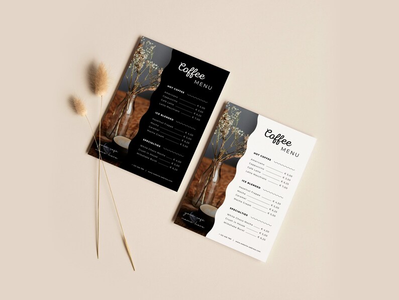 Editable Menu Card Template, Coffee Menu Card, Restaurant Menu ...