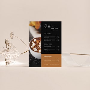 Editable Coffee Menu Card Template, Restaurant Menu, Printable Price ...