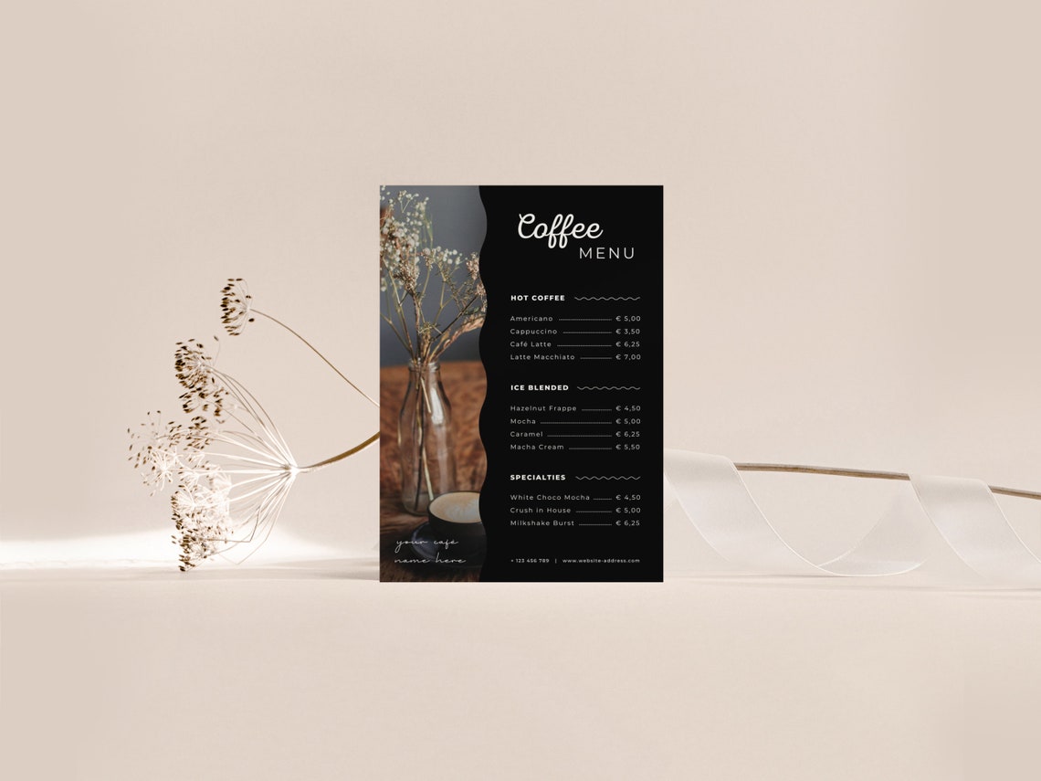 Editable Menu Card Template, Coffee Menu Card, Restaurant Menu ...