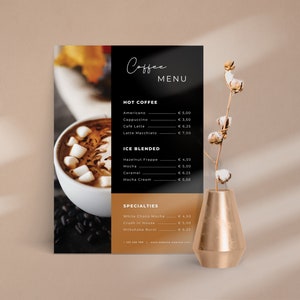 Editable Coffee Menu Card Template, Restaurant Menu, Printable Price ...