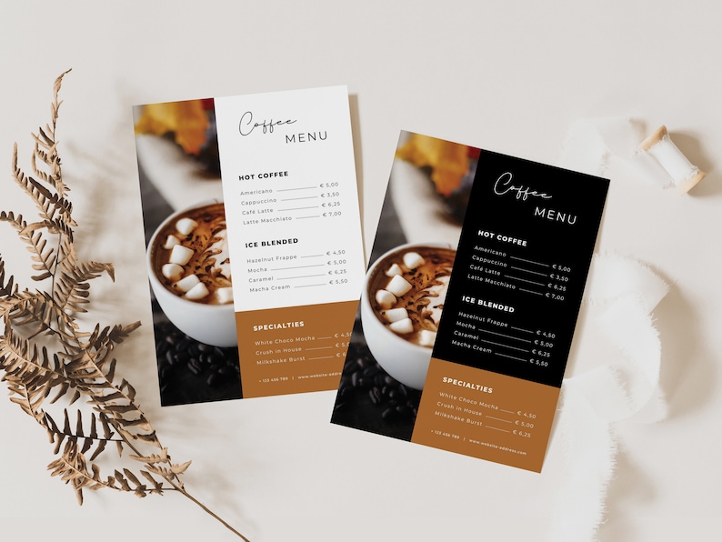Editable Coffee Menu Card Template, Restaurant Menu, Printable Price ...