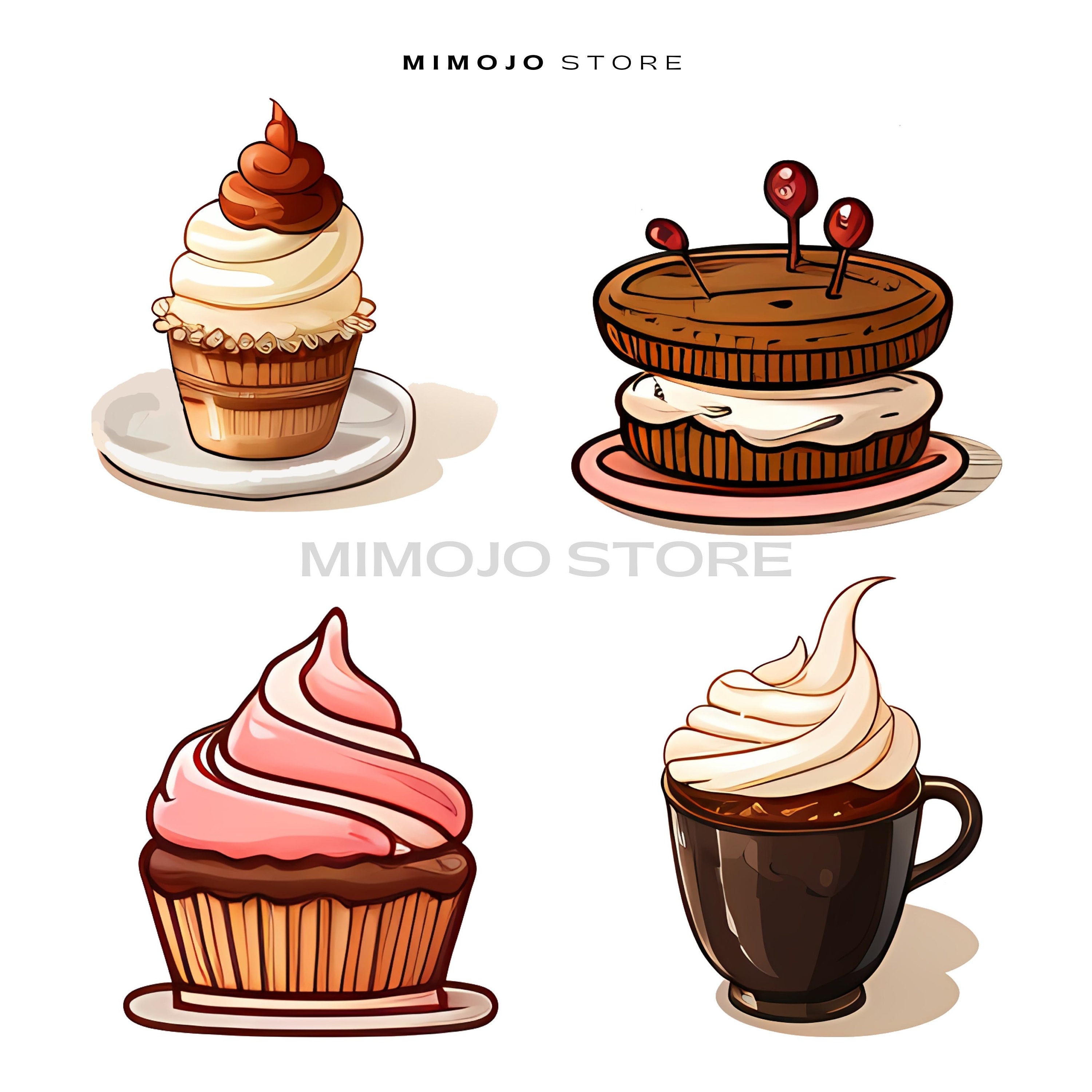 Watercolor CUTE BAKERY Clip Art Transparent Pngs Digital Art Instant ...