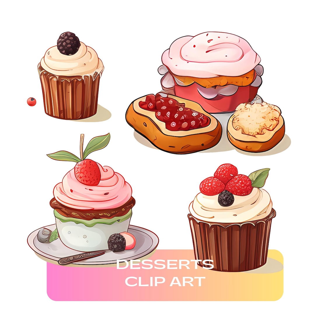 Watercolor SWEET DESSERTS Clip Art | Transparent Pngs | Digital Art ...