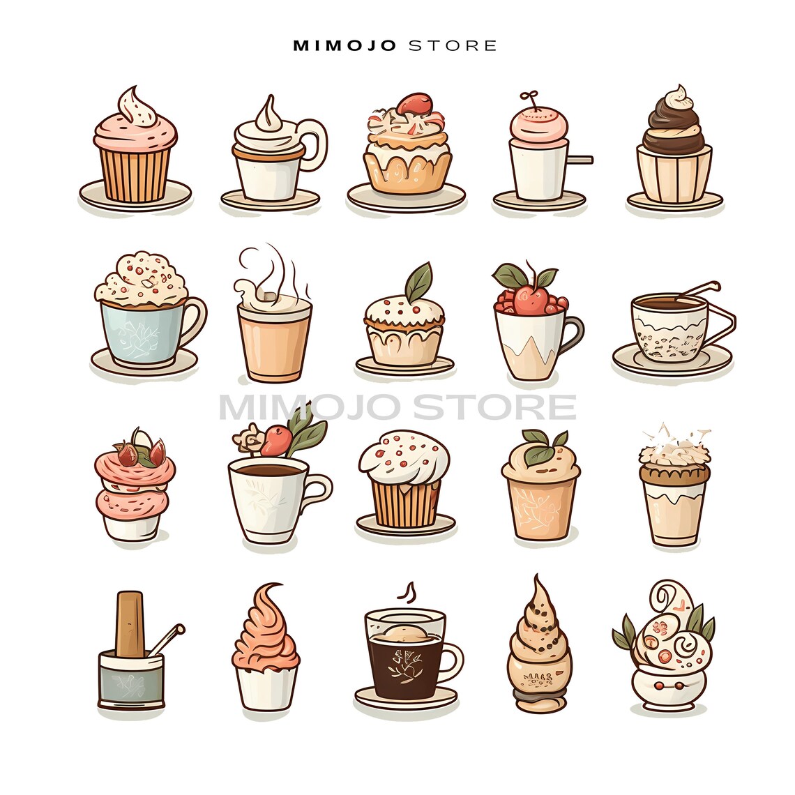 Watercolor CUTE BAKERY Clip Art Transparent Pngs Digital Art Instant ...