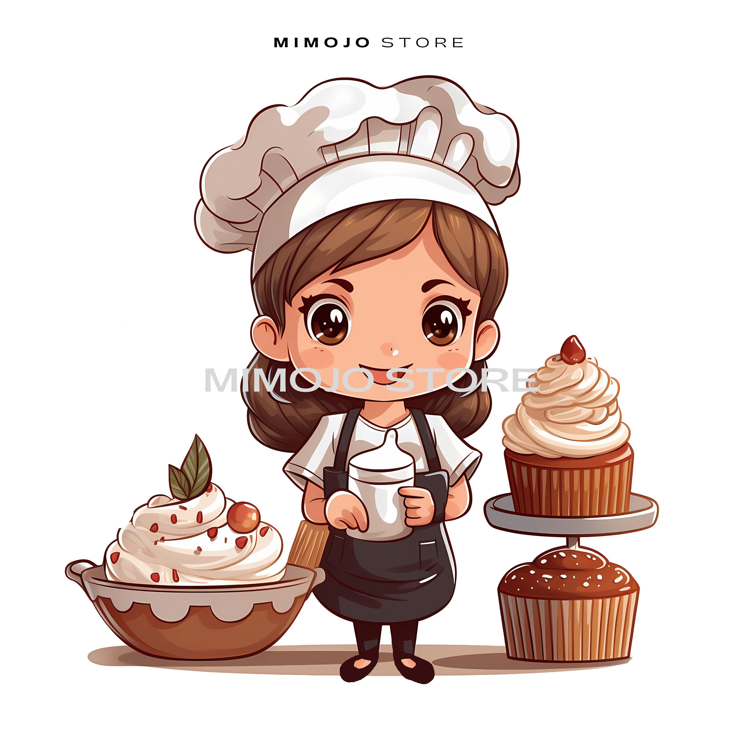 Watercolor CUTE BAKERY Clip Art Transparent Pngs Digital Art Instant ...