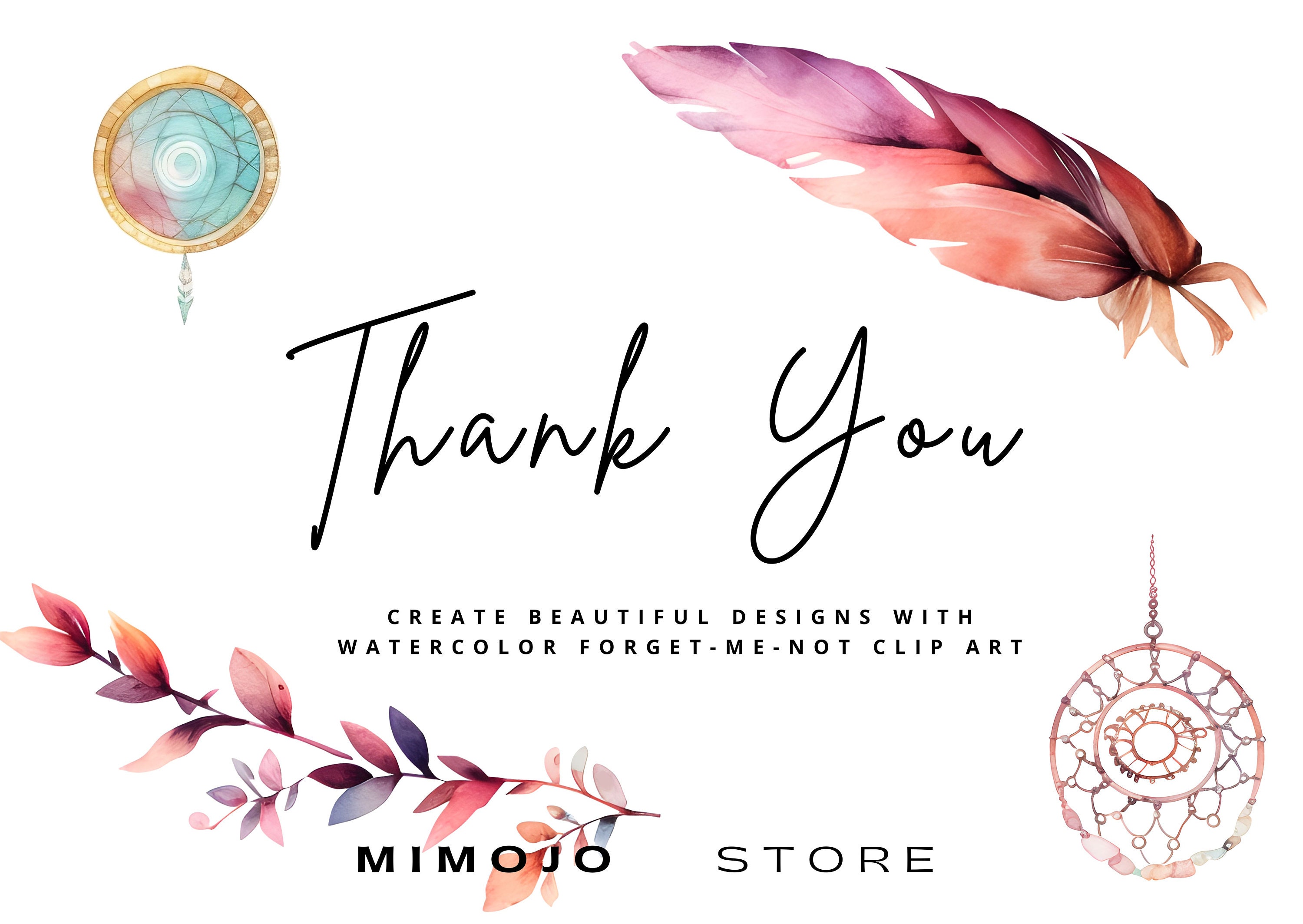 Watercolor BOHO Clip Art Transparent Pngs Digital Art Instant Download ...