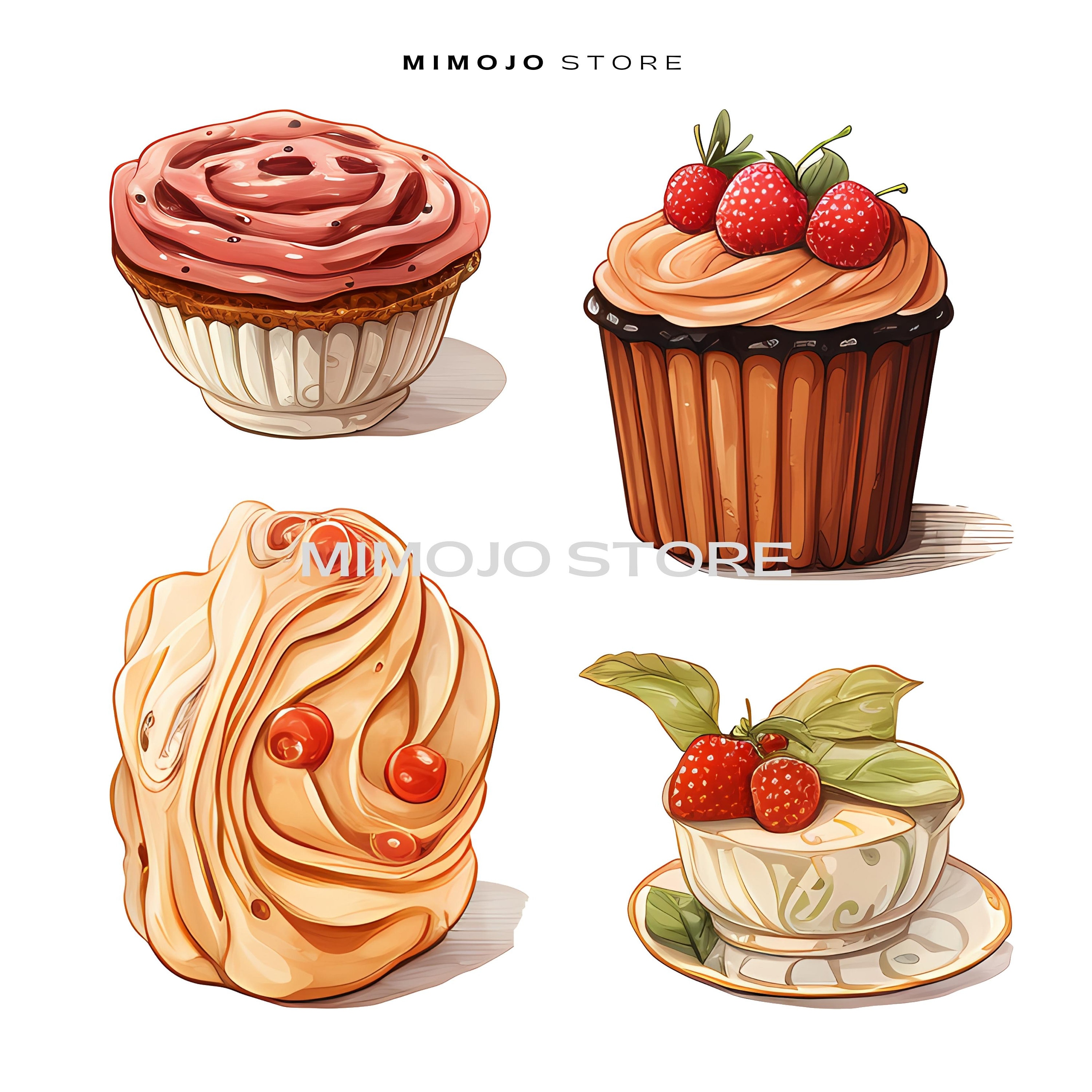 Watercolor SWEET DESSERTS Clip Art Transparent Pngs Digital Art Instant ...