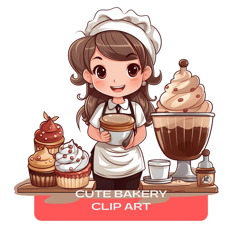 Watercolor CUTE BAKERY Clip Art Transparent Pngs Digital Art Instant ...