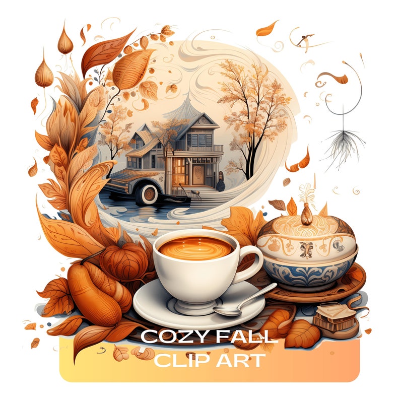 Watercolor COZY FALL Clip Art Transparent Pngs Digital Art Instant ...