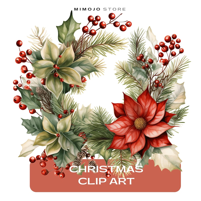 Watercolor CHRISTMAS Clip Art Transparent Pngs Digital Art Instant ...