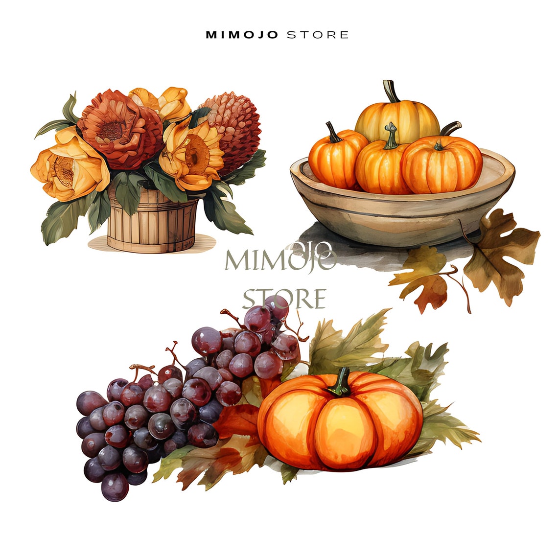 Watercolor THANKSGIVING DAY Clip Art | Transparent Pngs | Digital Art ...