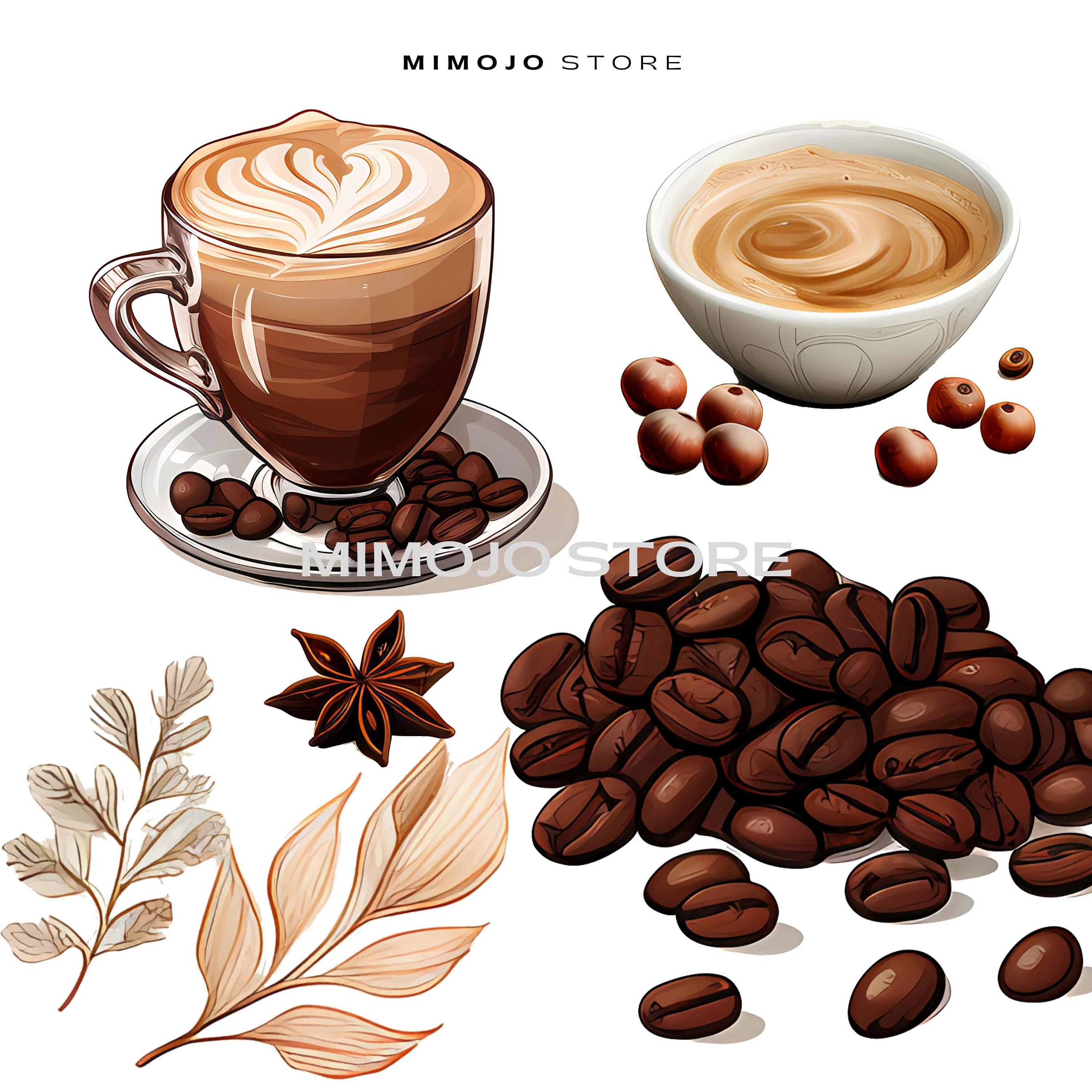 Watercolor HOT COFFEE Clip Art Transparent Pngs Digital Art Instant ...