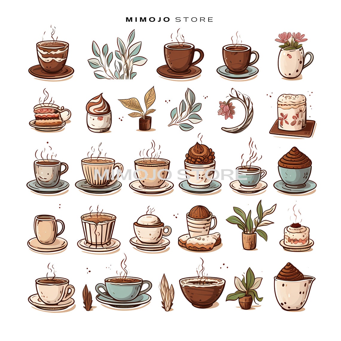 Watercolor CUTE BAKERY Clip Art Transparent Pngs Digital Art Instant ...