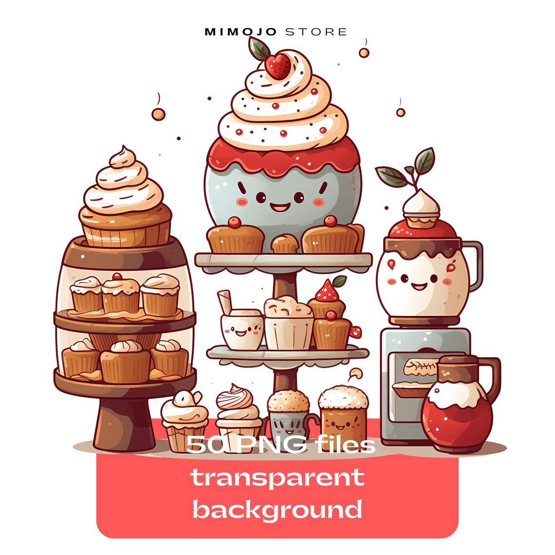 Watercolor CUTE BAKERY Clip Art Transparent Pngs Digital Art Instant ...