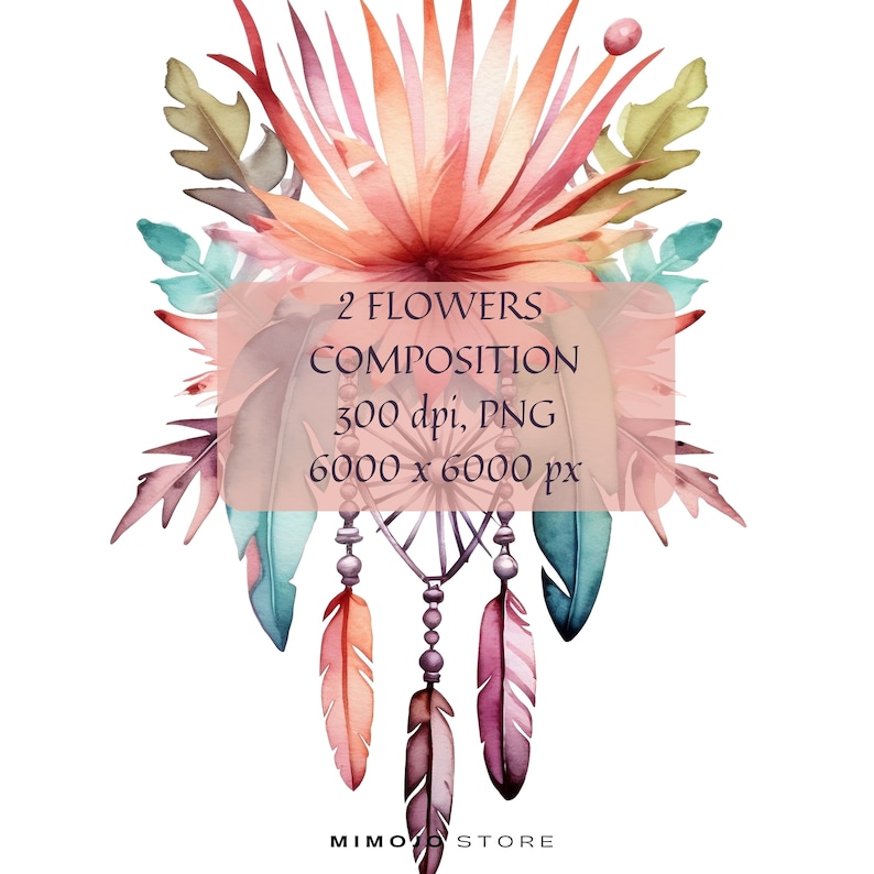 Watercolor BOHO Clip Art Transparent Pngs Digital Art Instant Download ...