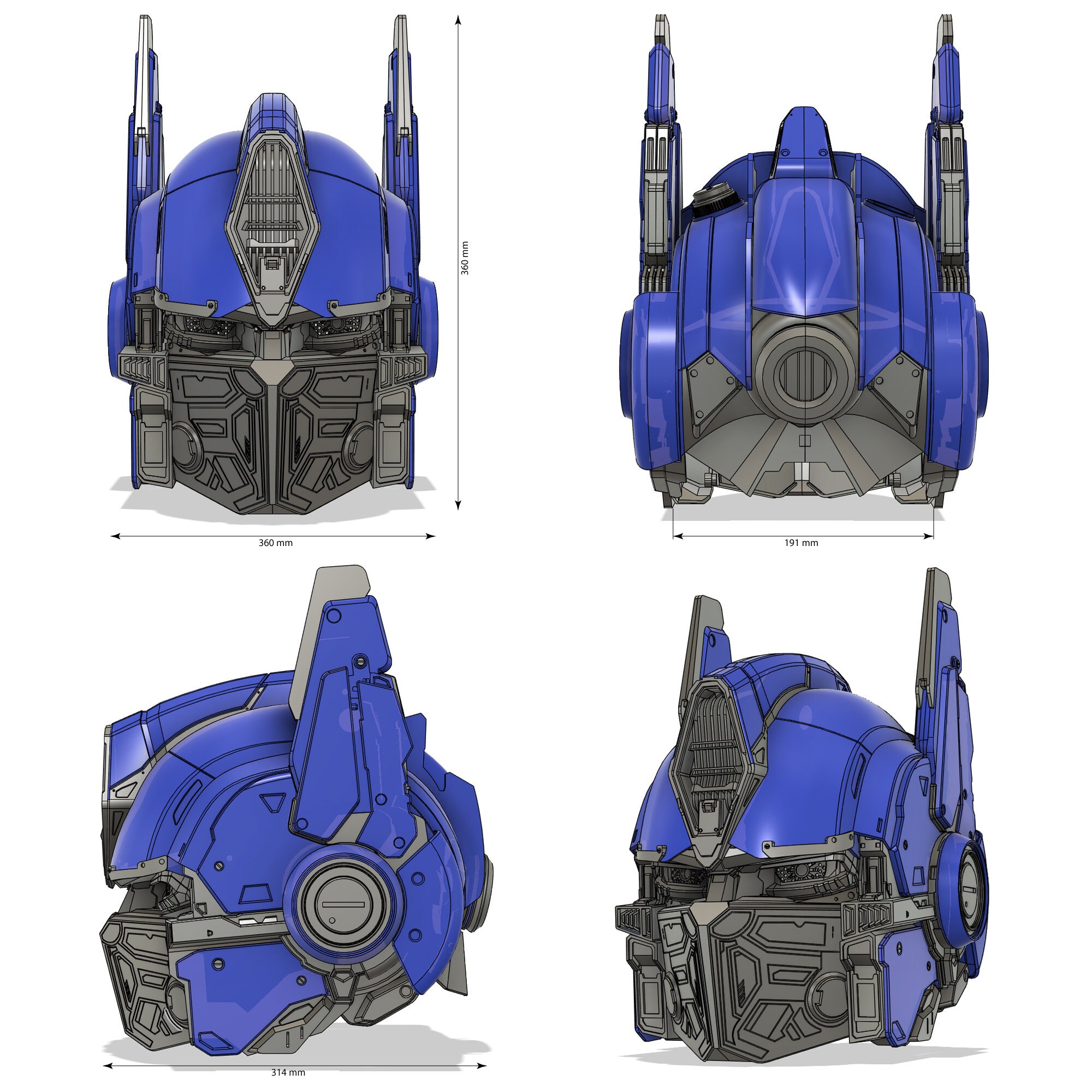 Wearable Transformers Optimus Prime Helmet 3D Printable STL File - Etsy