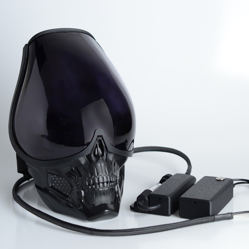 Wearable Smoking Halloween Full Face Mask Flaming Cyberpunk Skull ...