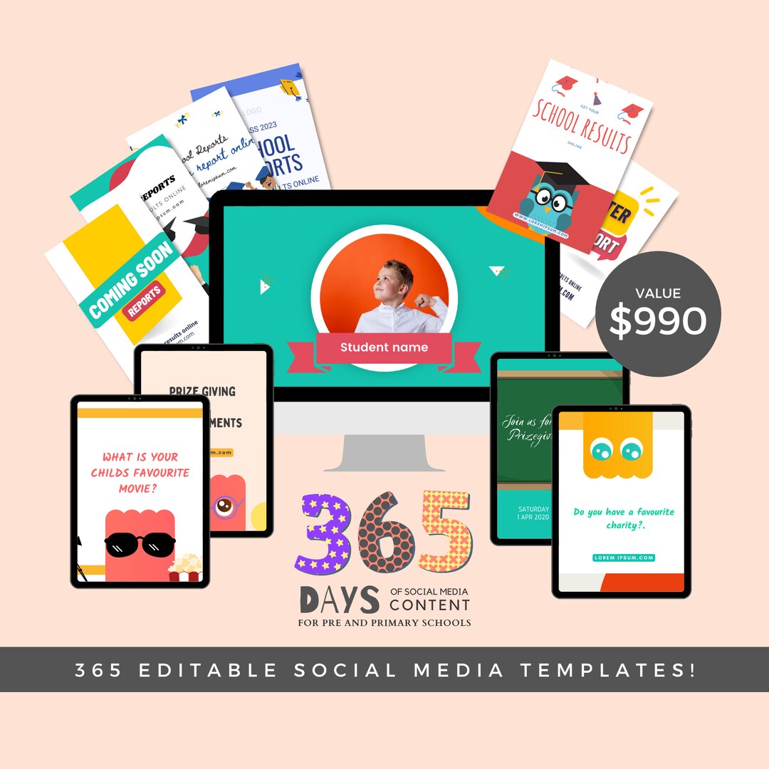 350 School Social Media Templates INSTANT DOWNLOAD Social Media ...