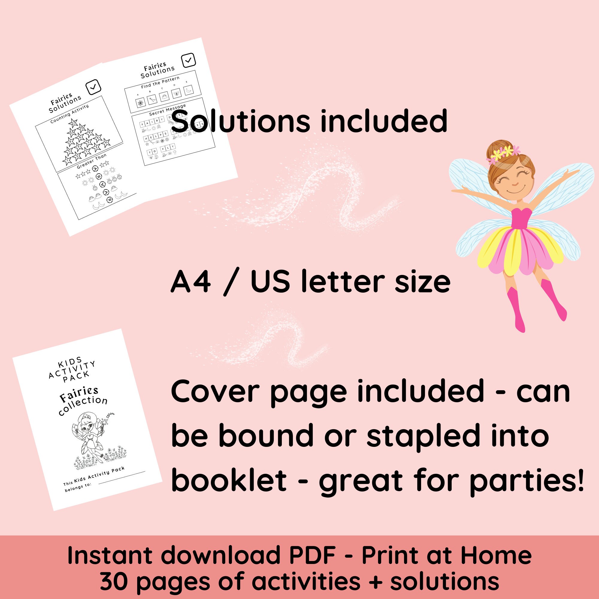 FAIRY Kids Activity Pack, Activity for Kids, Summer Activity, Word Find ...