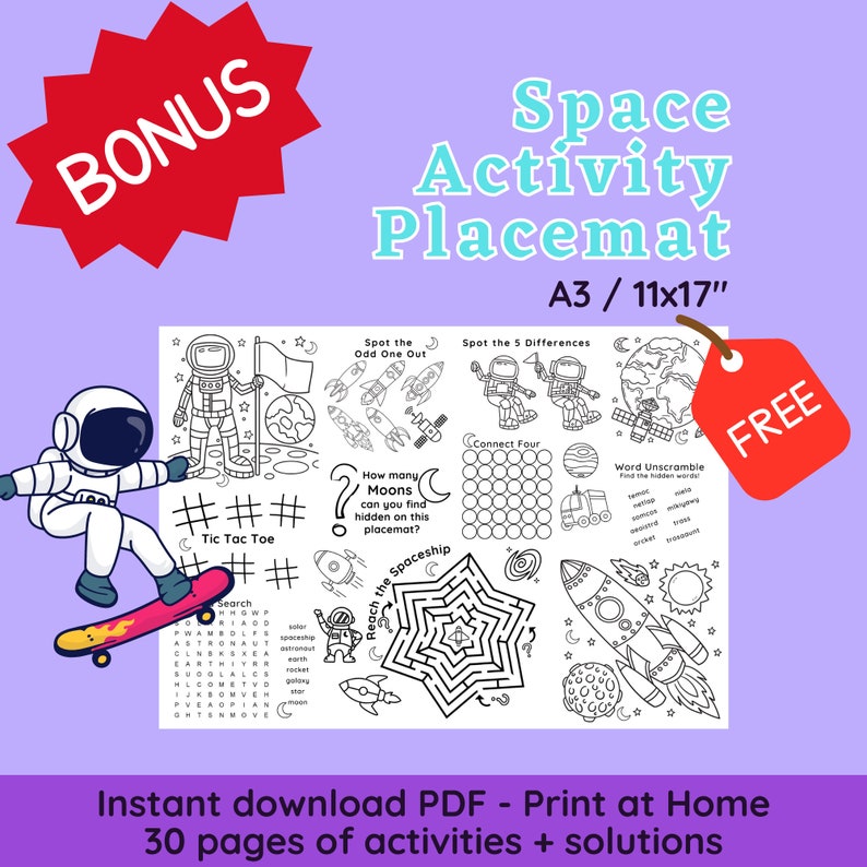 SPACE Kids Activity Pack, Activity for Kids, Summer Activity, Word Find ...