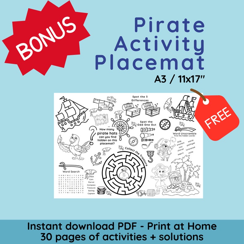 PIRATE Kids Activity Pack, Activity for Kids, Summer Activity, Word ...