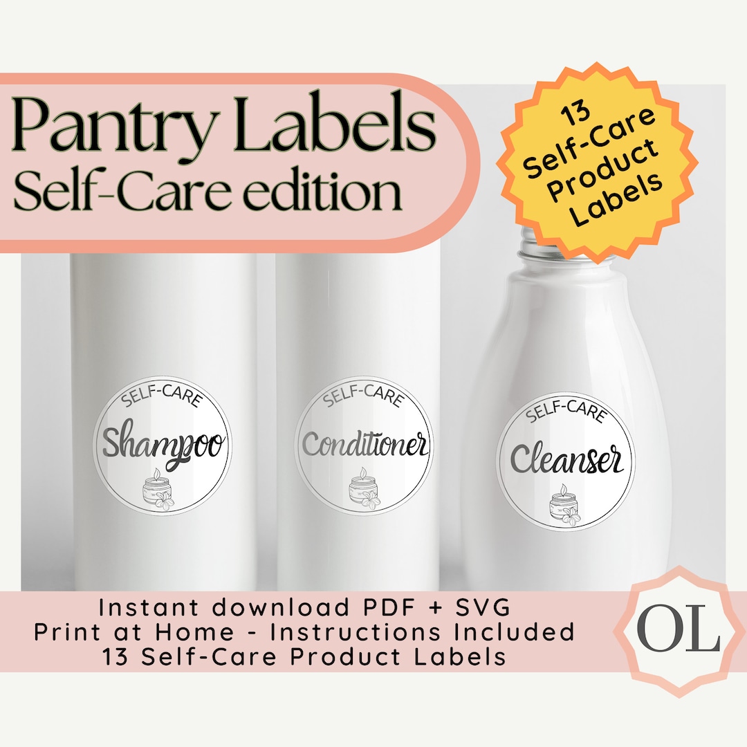 Pantry Labels Printable - Self-care Products | 4 Different Sizes ...