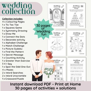 WEDDING Kids Activity Sheet Pack, Kids Wedding Favors, Coloring Pages ...