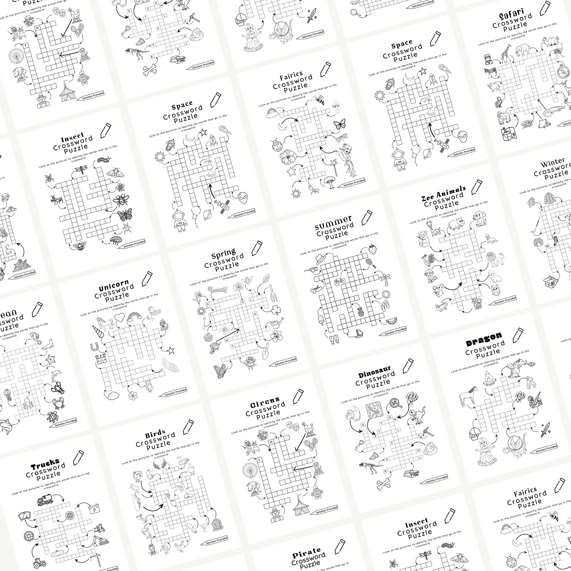 CROSSWORD Puzzle Activity Pack, Activity Sheet for Kids, Instant ...