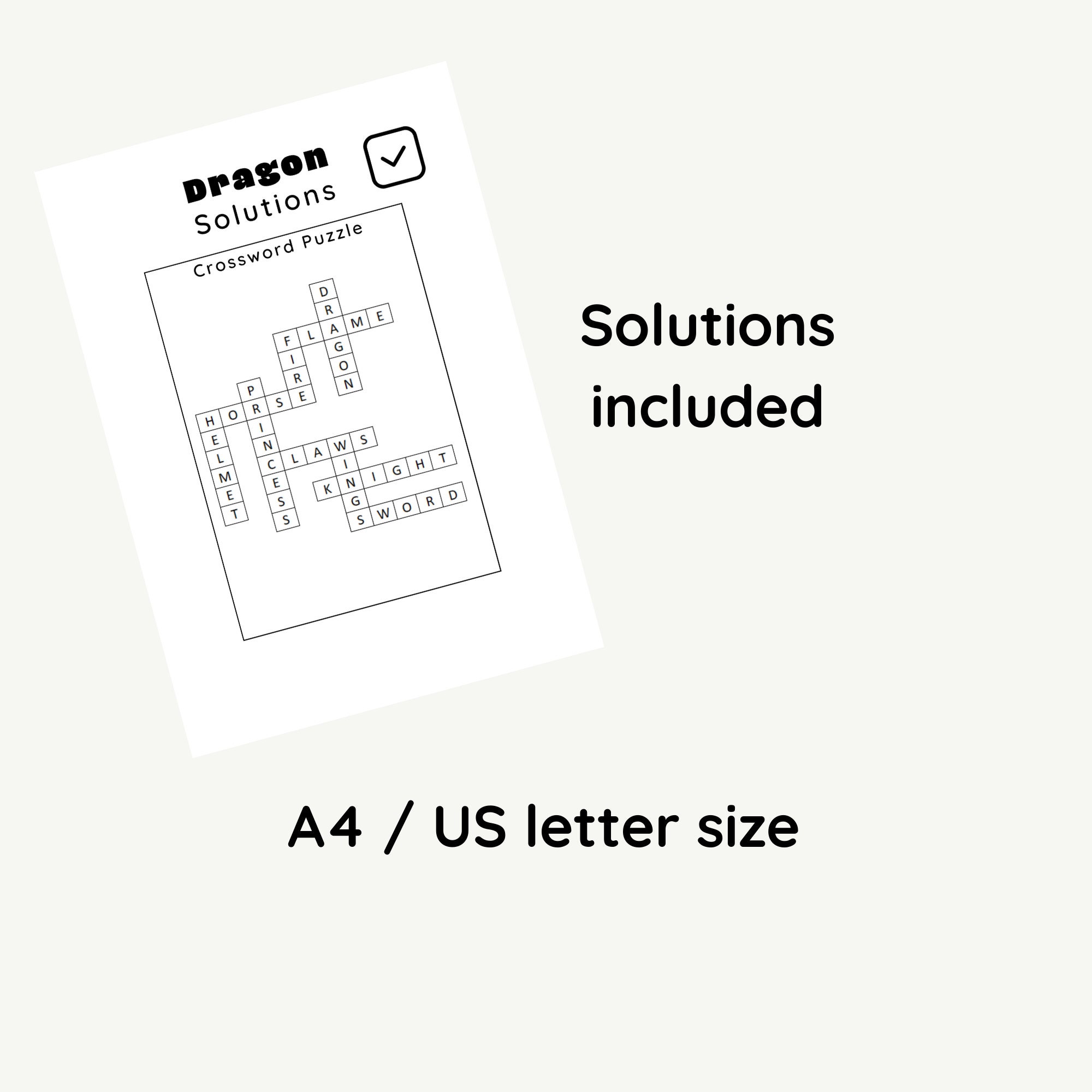 CROSSWORD Puzzle Activity Pack, Activity Sheet for Kids, Instant ...