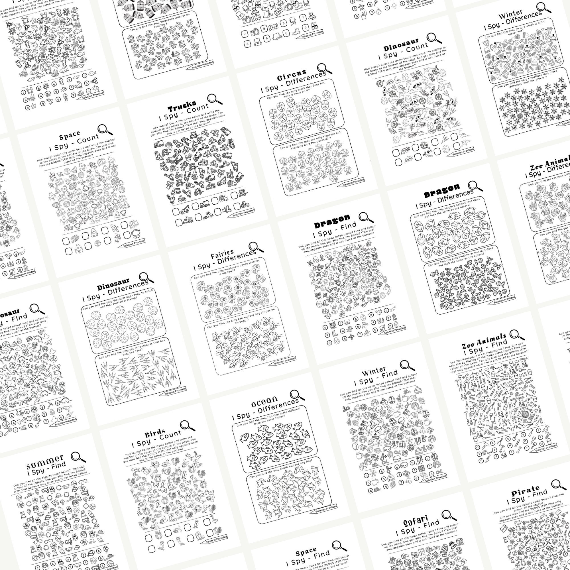 I SPY Printable Activity Pack, Activity Sheet for Kids, I Spy Game ...