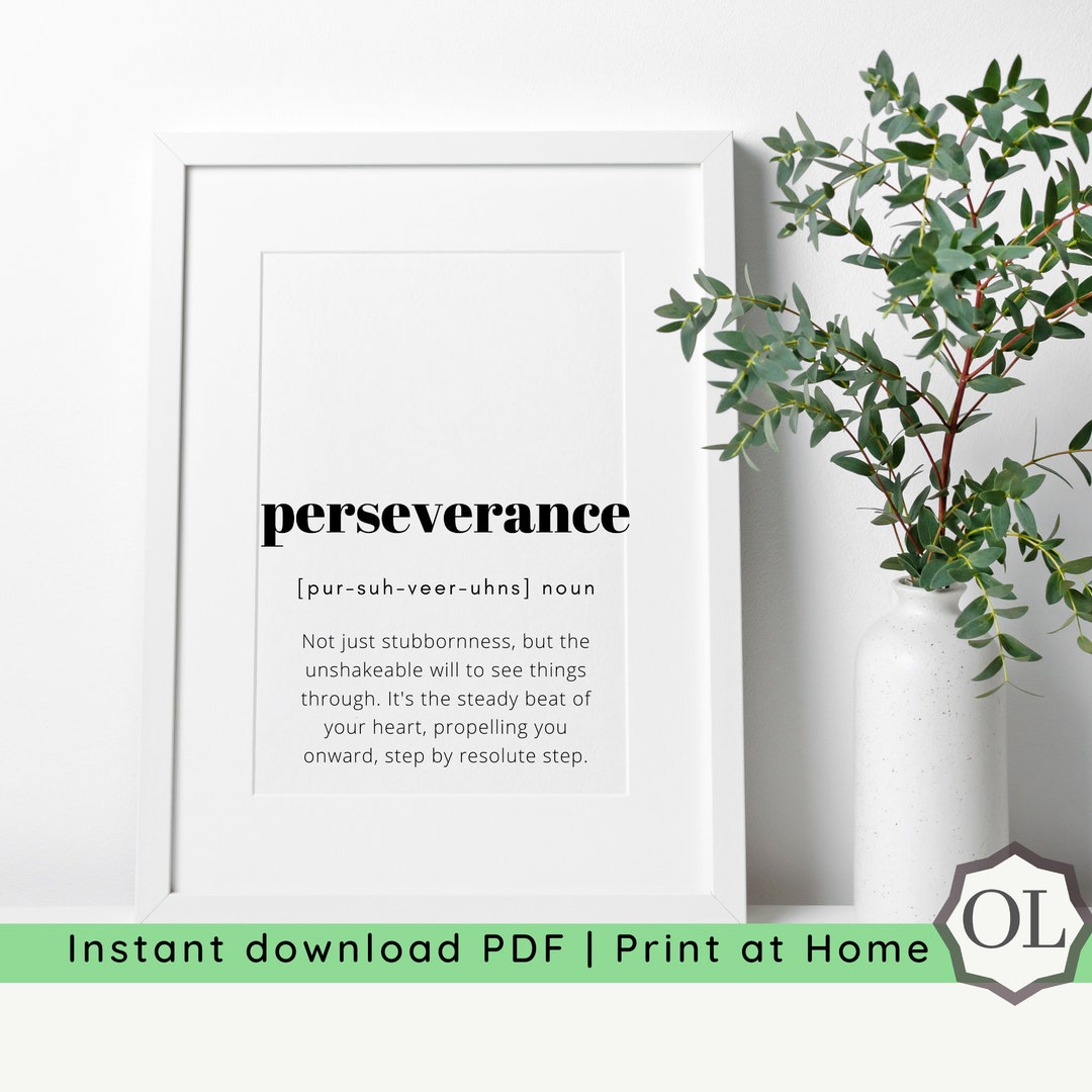 PERSEVERANCE Inspirational Quote, Wall Art Print, Home Office Art ...